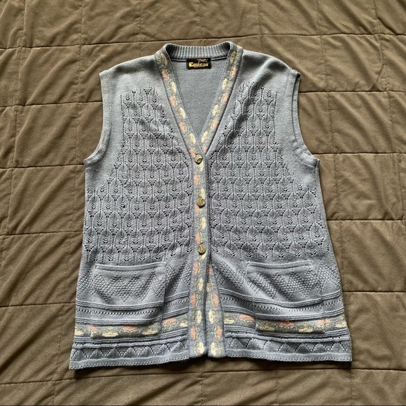 Jackets & Coats | Vintage Powder Blue Knit Vest | Poshmark